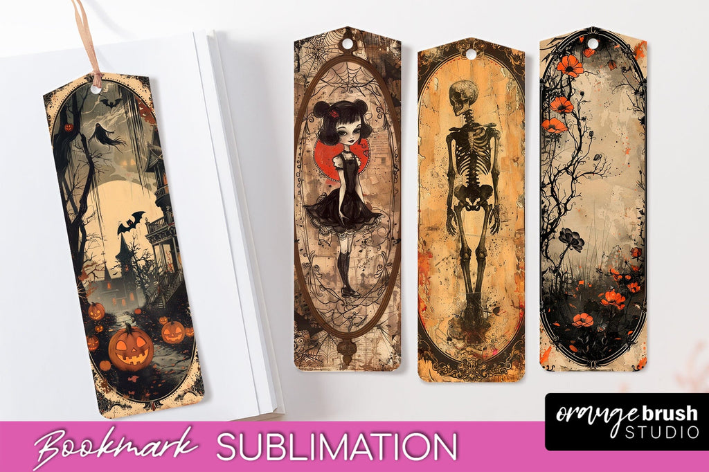 Vintage Halloween Bookmark - Printable Scrapbook Bookmarks - So Fontsy