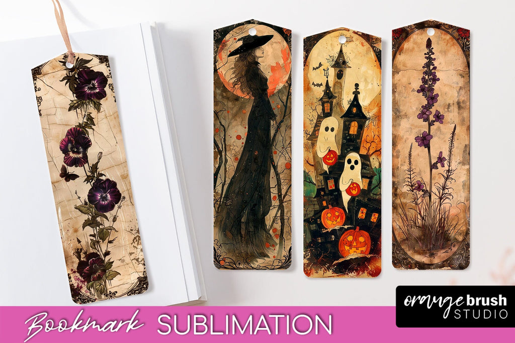 Vintage Halloween Bookmark - Printable Scrapbook Bookmarks - So Fontsy