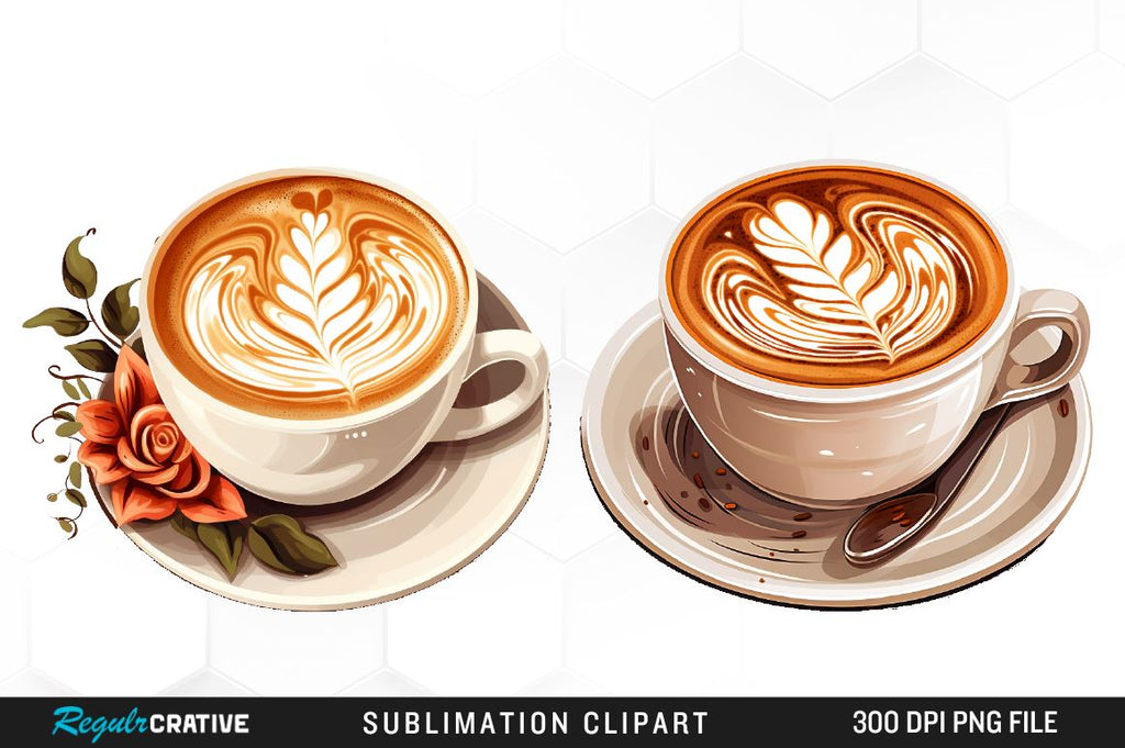 Watercolor Coffee Cup Clipart Bundle - So Fontsy