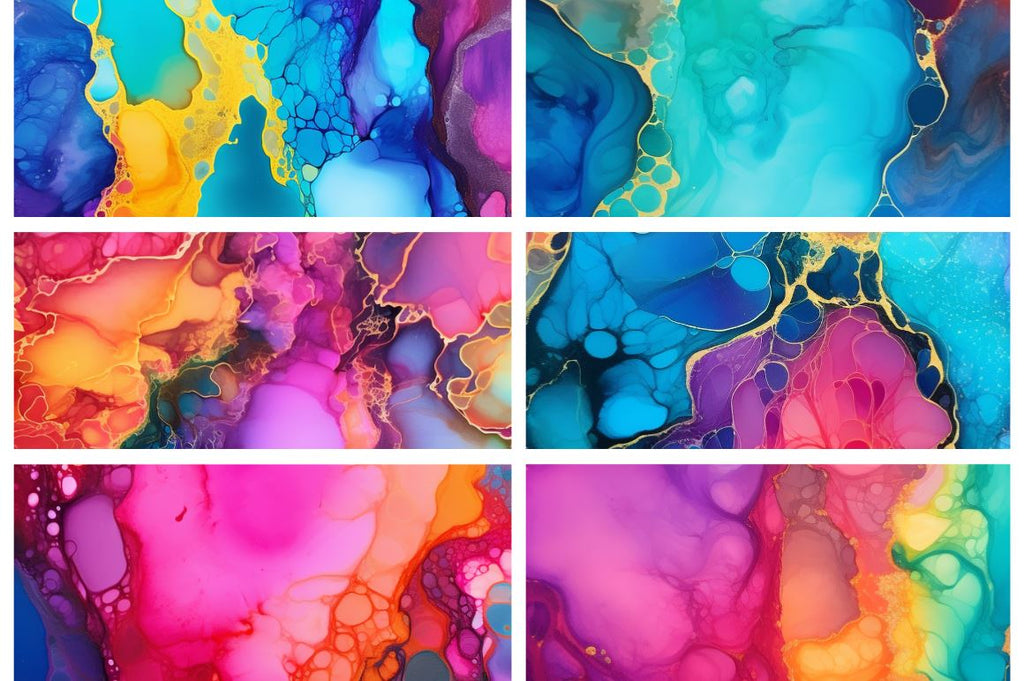 Watercolor Colorful Rainbow Alcohol Ink Backgrounds Bundle - So Fontsy