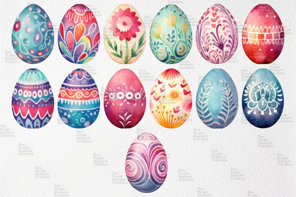 Watercolor Decorative Easter Eggs PNG Clipart | Die Cut Printable - So ...