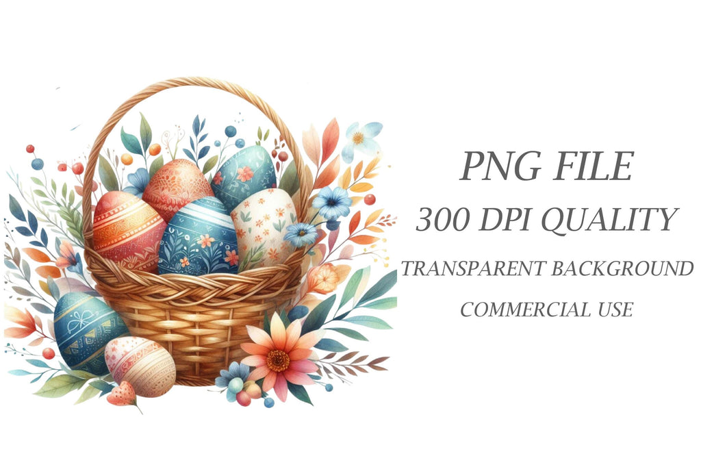 Watercolor Easter Baskets Clipart - So Fontsy