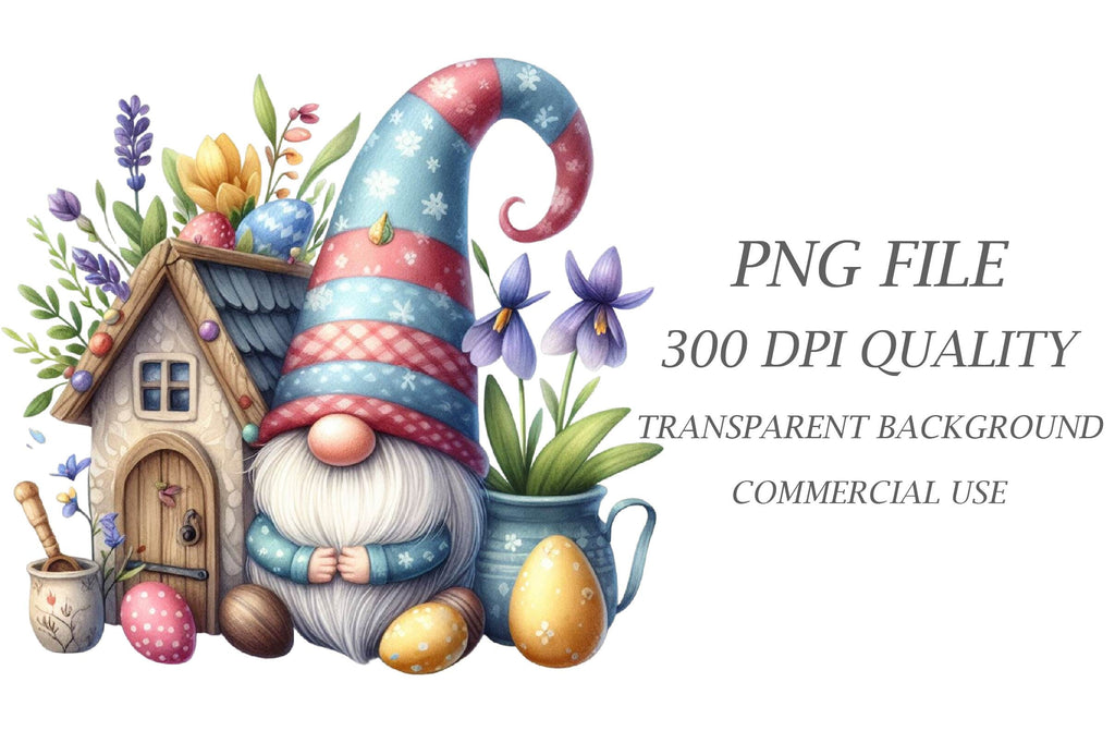 Watercolor Easter Gnome Clipart - So Fontsy