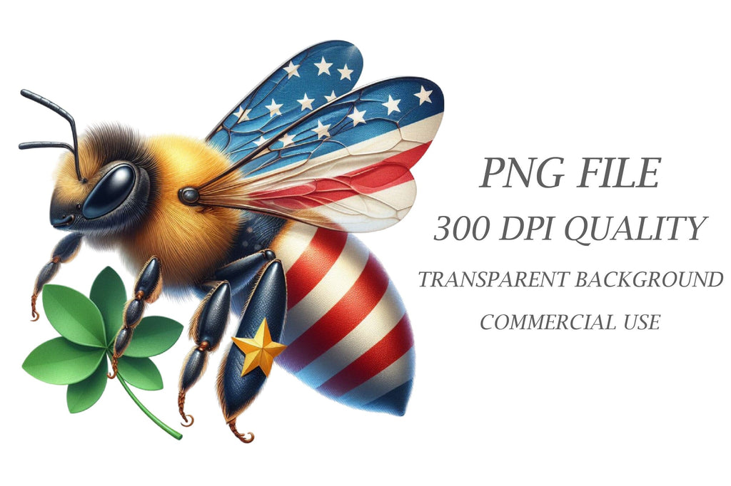 Watercolor Fourth of July Bee Clipart - So Fontsy