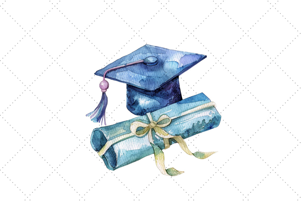 Watercolor graduation cap and diploma Clipart Bundle, graduation cap ...