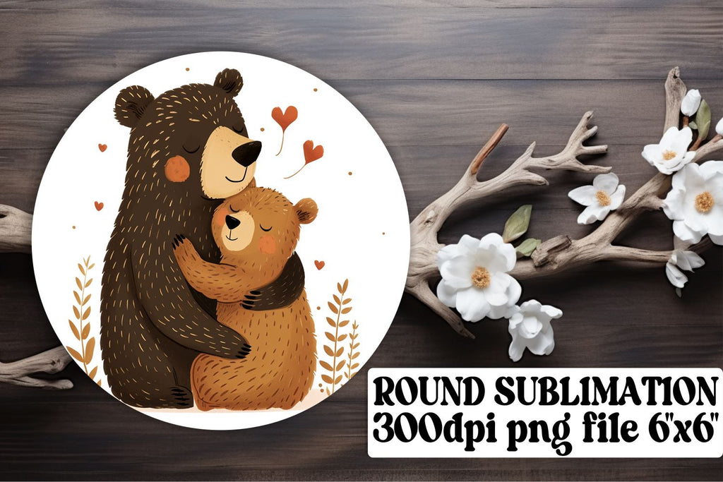 Watercolor Mama Bear Design, Cute Mother's Day Pattern - So Fontsy