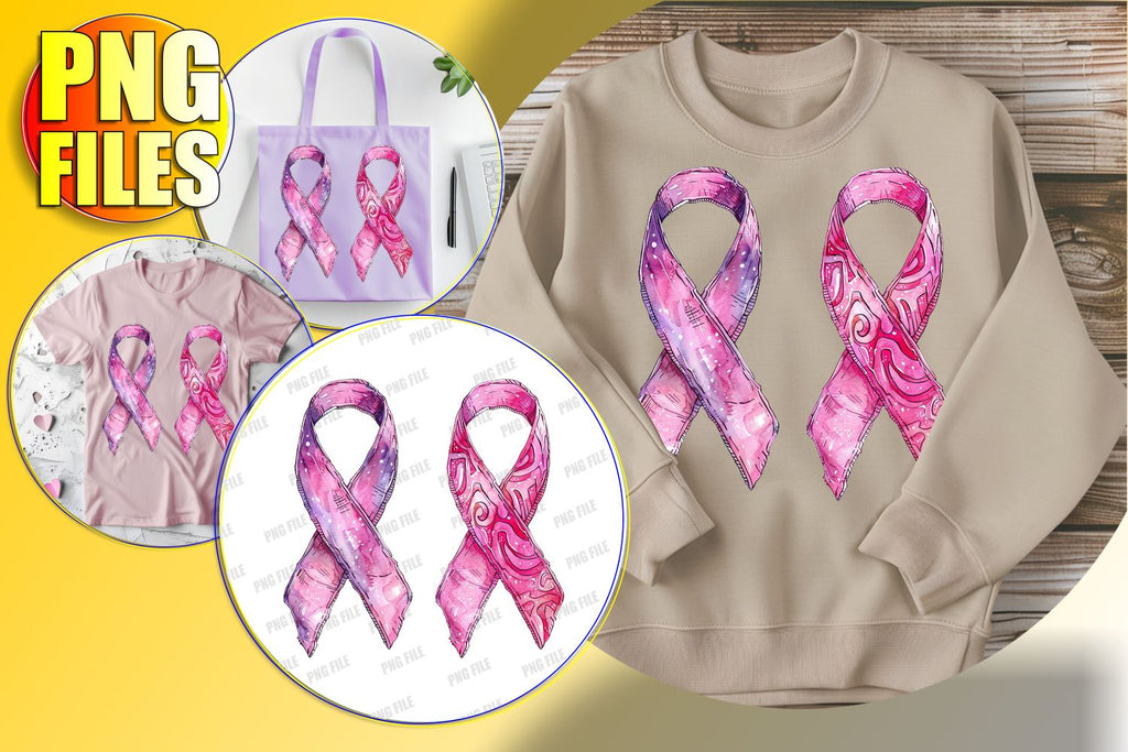 Watercolor Pink Ribbon PNG Clipart - So Fontsy