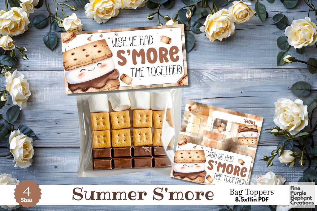 Watercolor S'more Printable Treat Bag Topper Card - Smore Small Favor ...