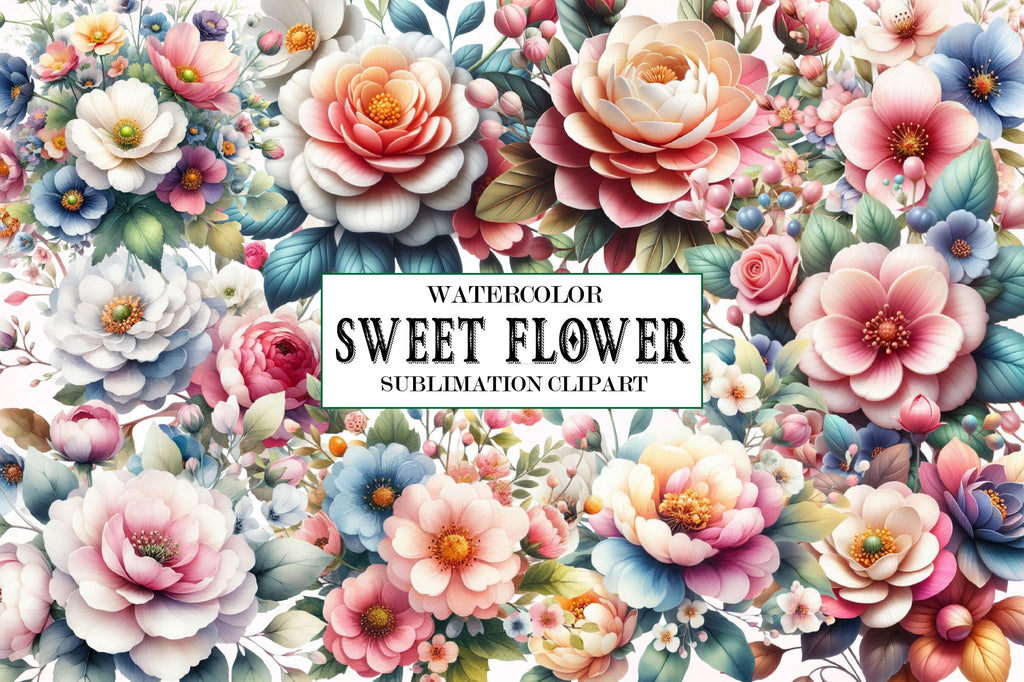 Watercolor Sweet Flower Clipart - So Fontsy