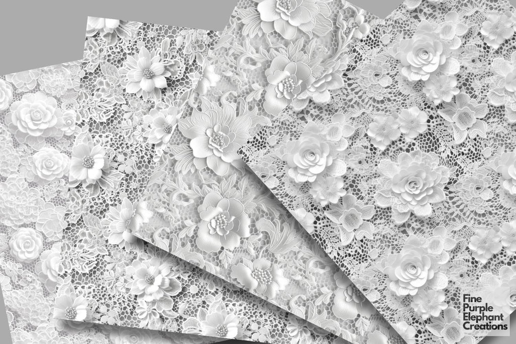 White Lace Digital Paper | Wedding Scrapbook - So Fontsy