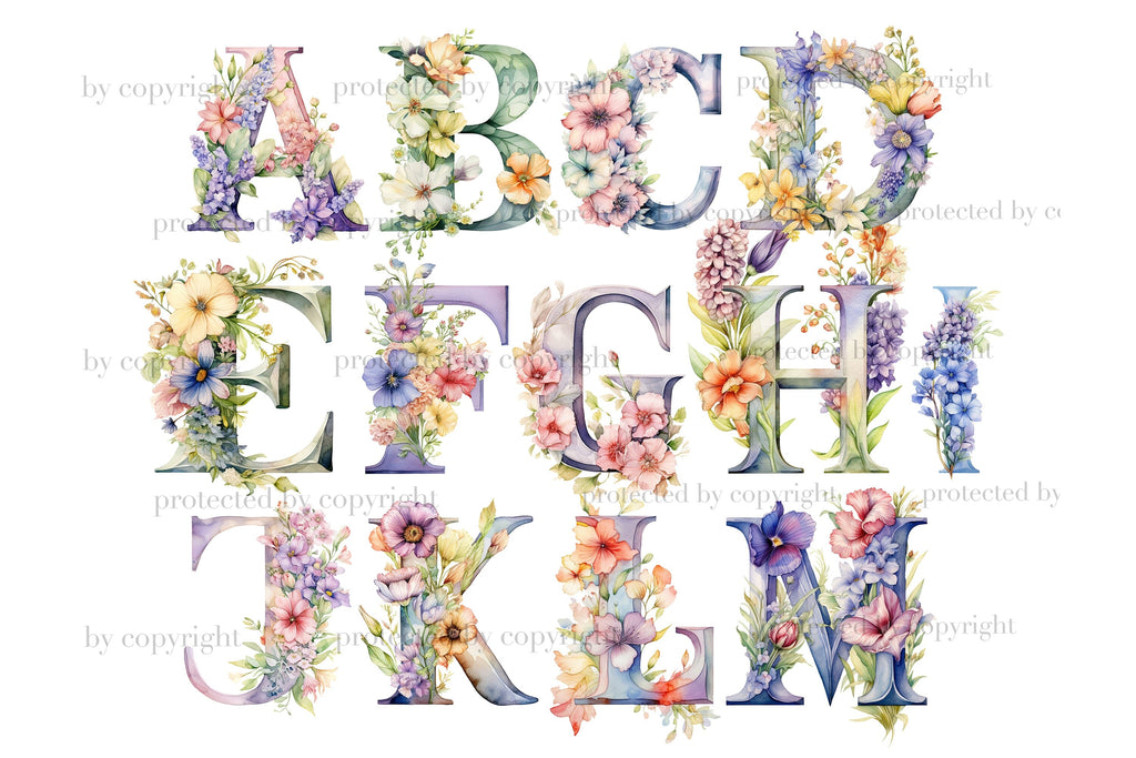 Wild Flowers Alphabet | Spring Letters - So Fontsy