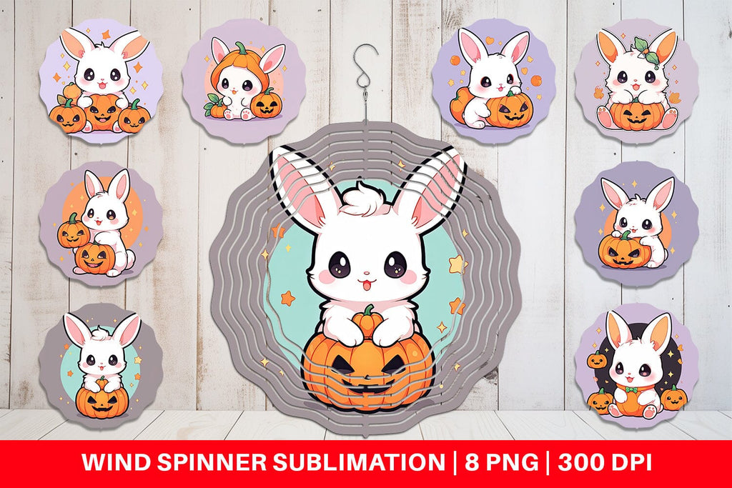 Wind Spinner Cute Bunny Halloween - So Fontsy