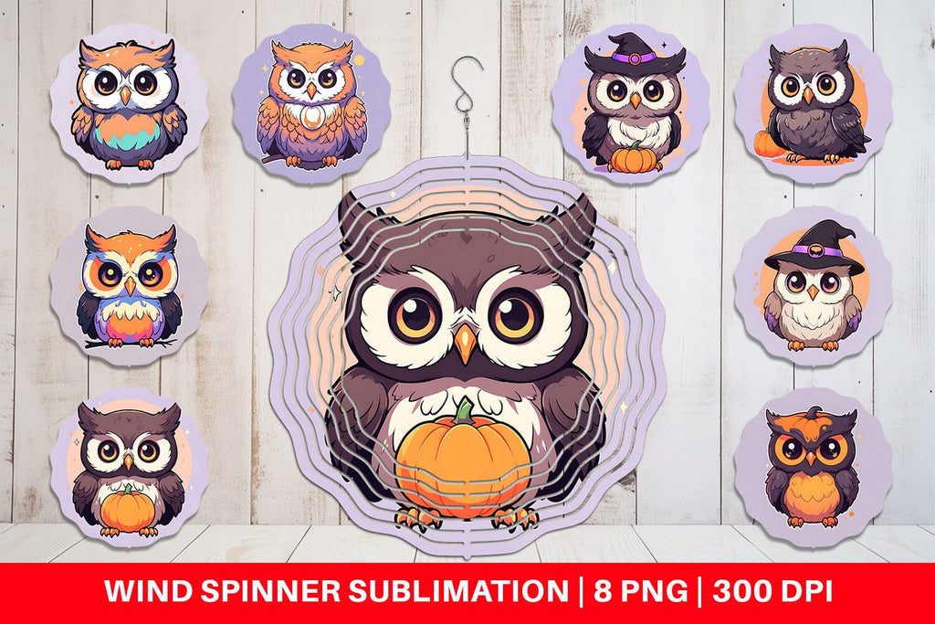 Wind Spinner Cute Owl Illustration - So Fontsy