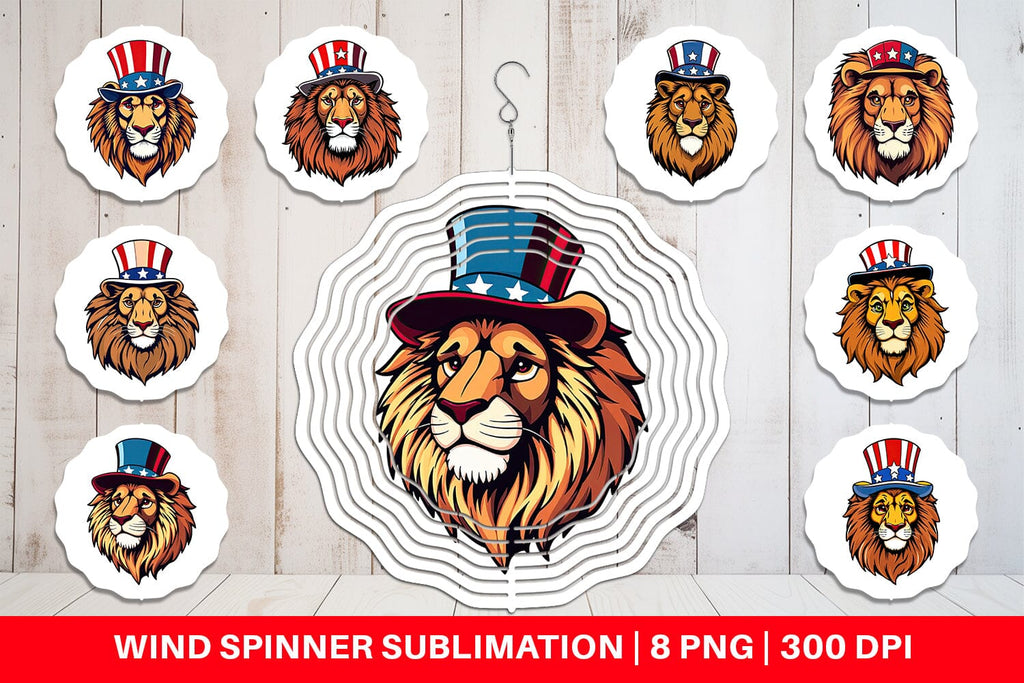 Wind Spinner Lion Patriotic - So Fontsy