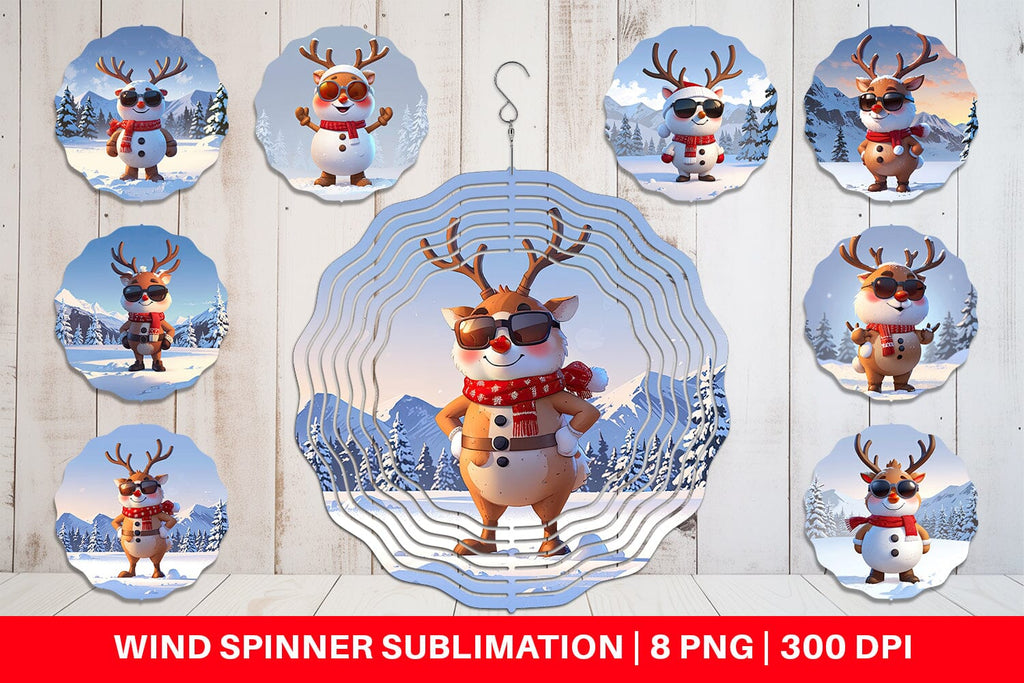 Wind Spinner Reindeer Christmas - So Fontsy