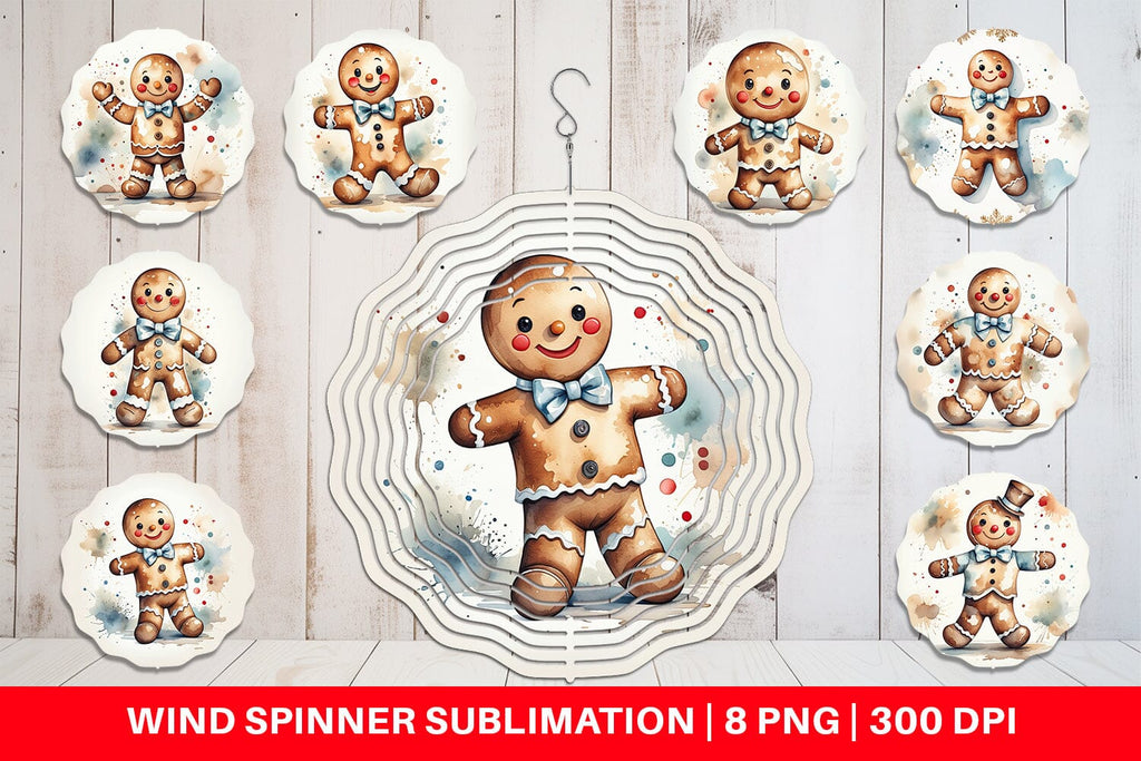 Wind Spinner Watercolor Gingerbread Man - So Fontsy