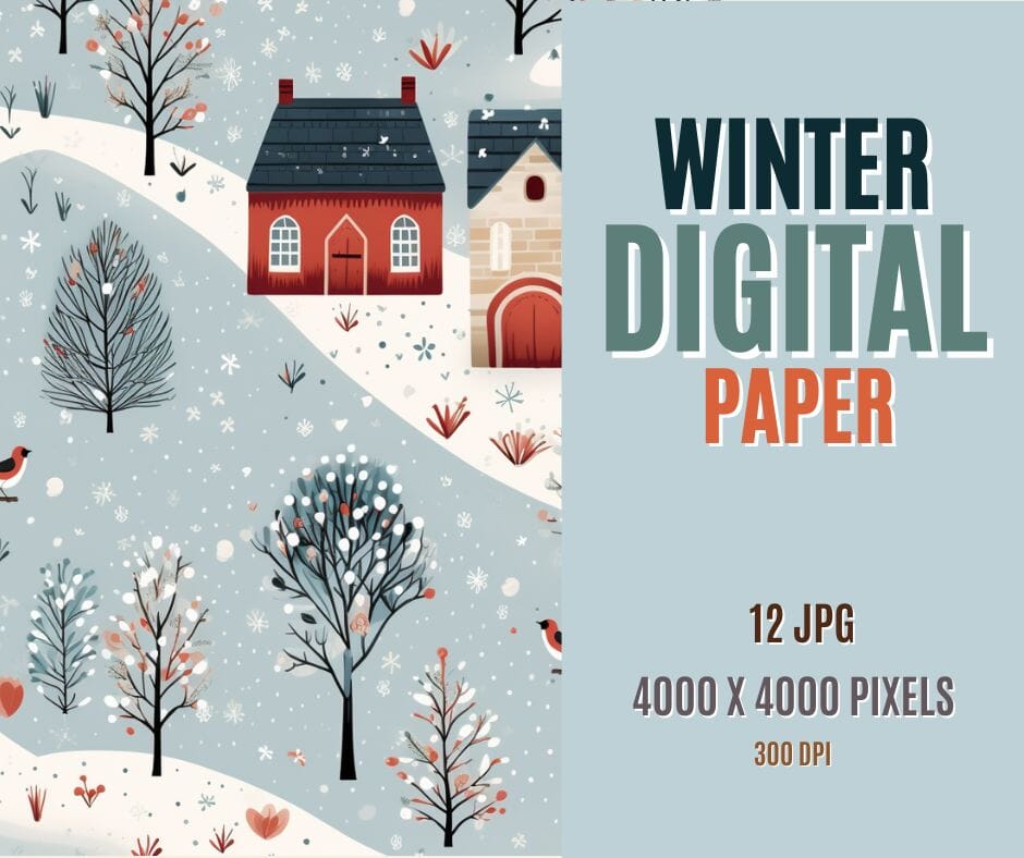 Winter Chistmas Digital Paper Winter Collection Instant Download ...