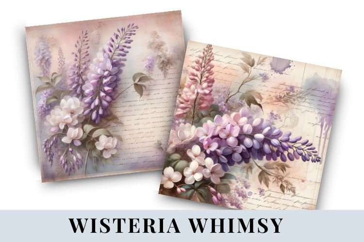 Wisteria Paper Backgrounds | Floral Digital Scrapbook Papers - So Fontsy