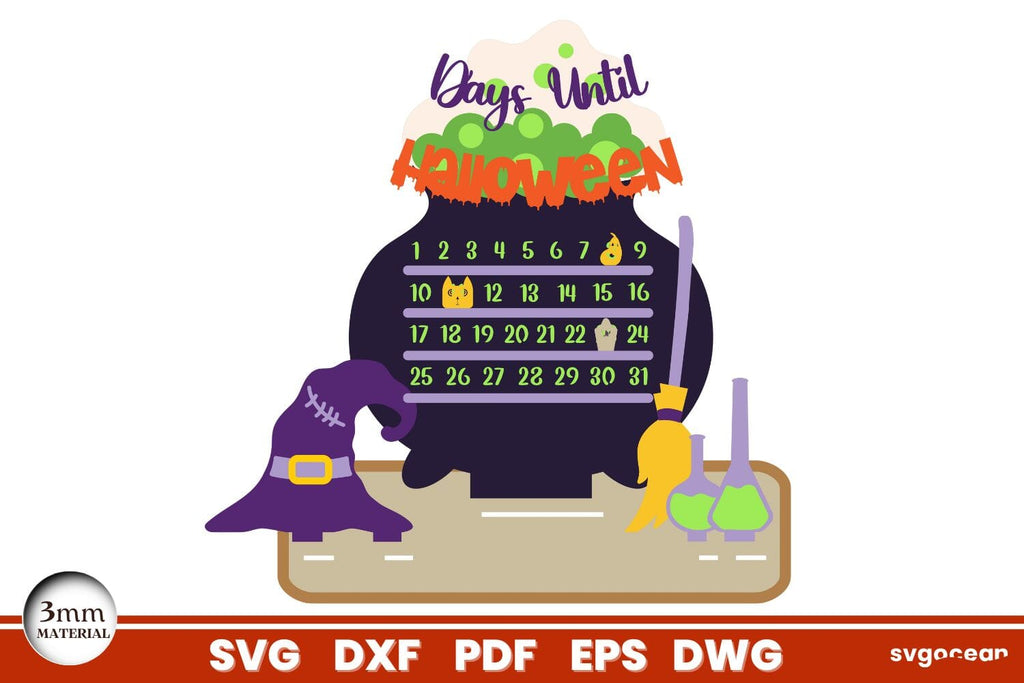 Witch Cauldron Countdown Laser Cut - So Fontsy