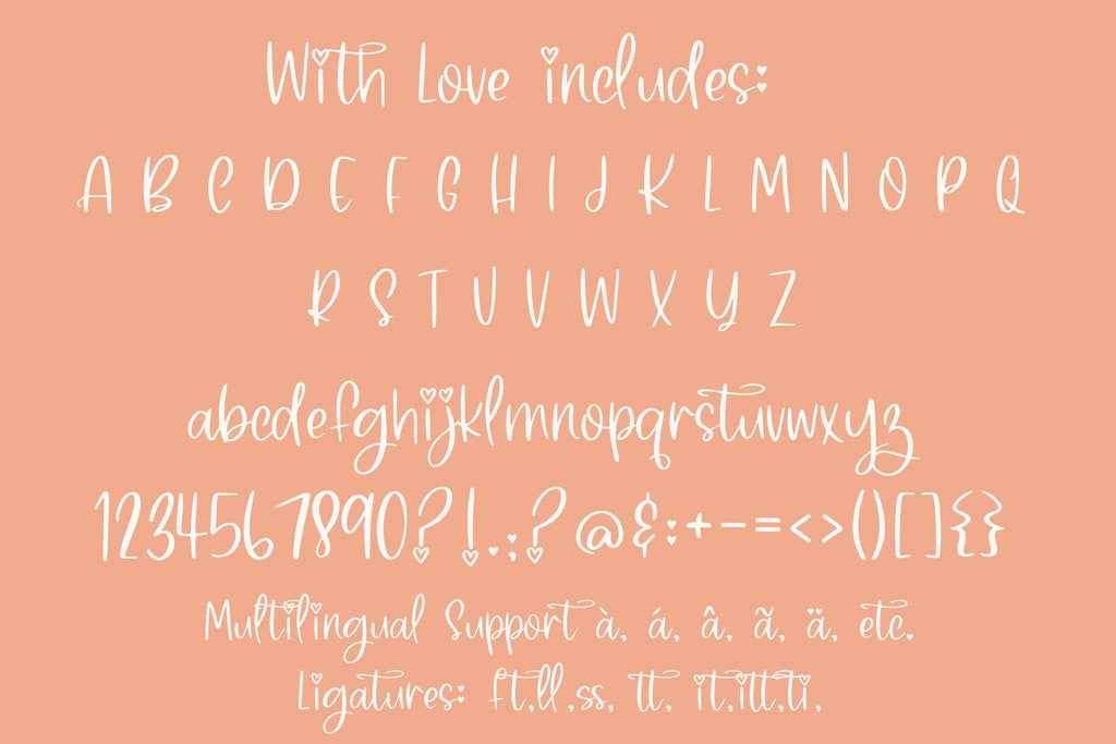 With Love, A Sweet Handwritten Font with Hearts - So Fontsy