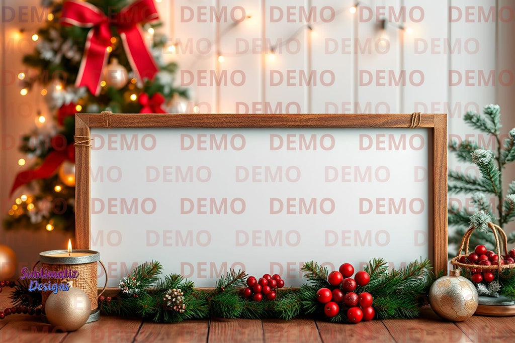 Wood Christmas Decor Mockup - So Fontsy