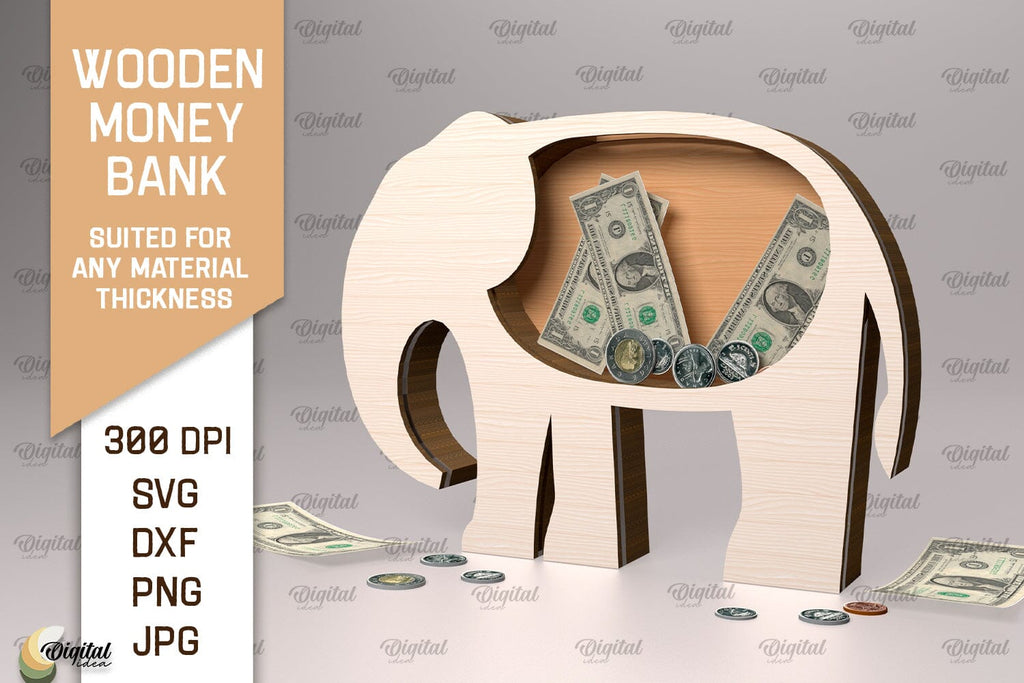 Wooden Money Banks SVG Bundle. Piggy Banks Laser Cut - So Fontsy