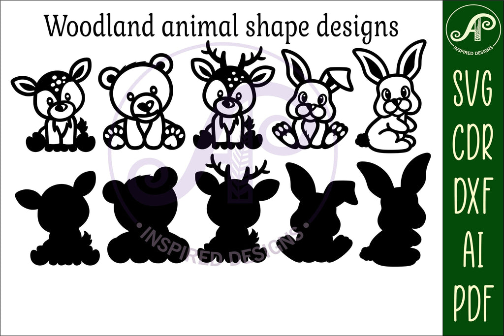 Woodland animals set 1 two layer laser cut outs SVG files - So Fontsy