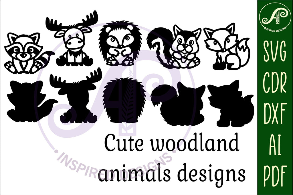Woodland animals set 2 two layer laser cut outs SVG files - So Fontsy
