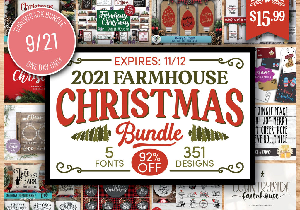 1 Day: Farmhouse Christmas SVG and Font Bundle 2021 Edition - So Fontsy