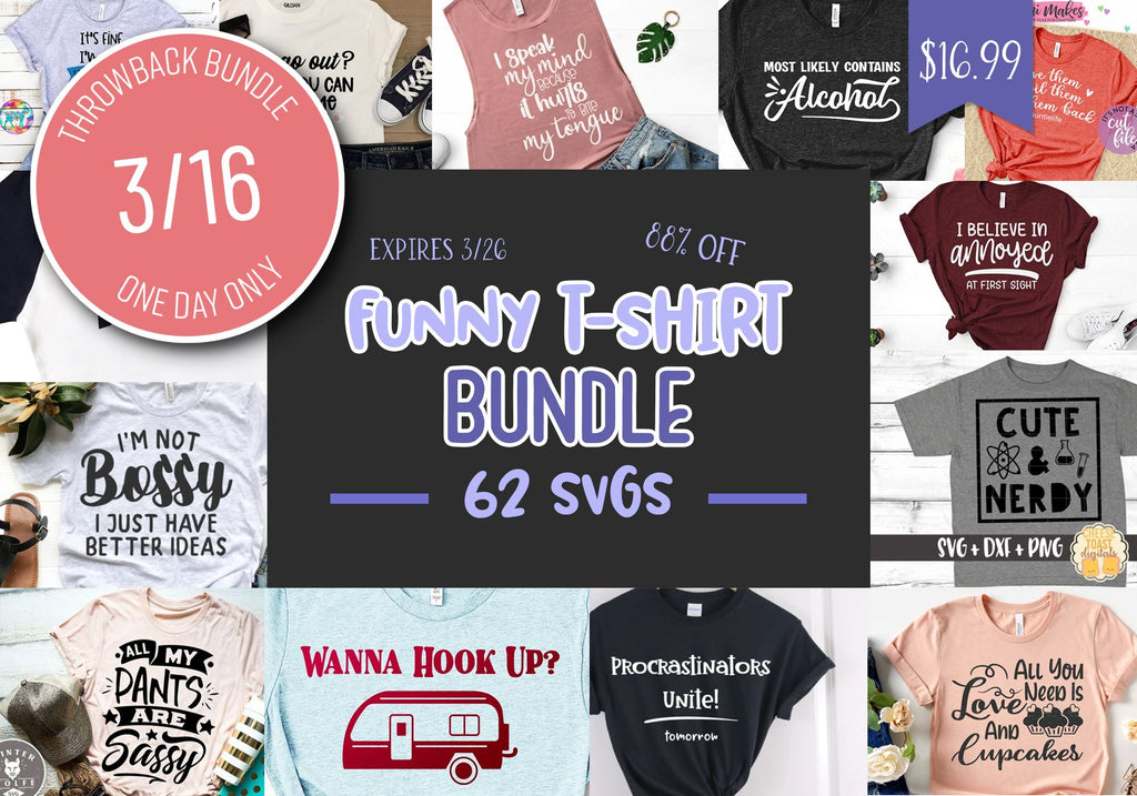 1 Day Only Throwback: Funny T-Shirt SVG Design Bundle - So Fontsy