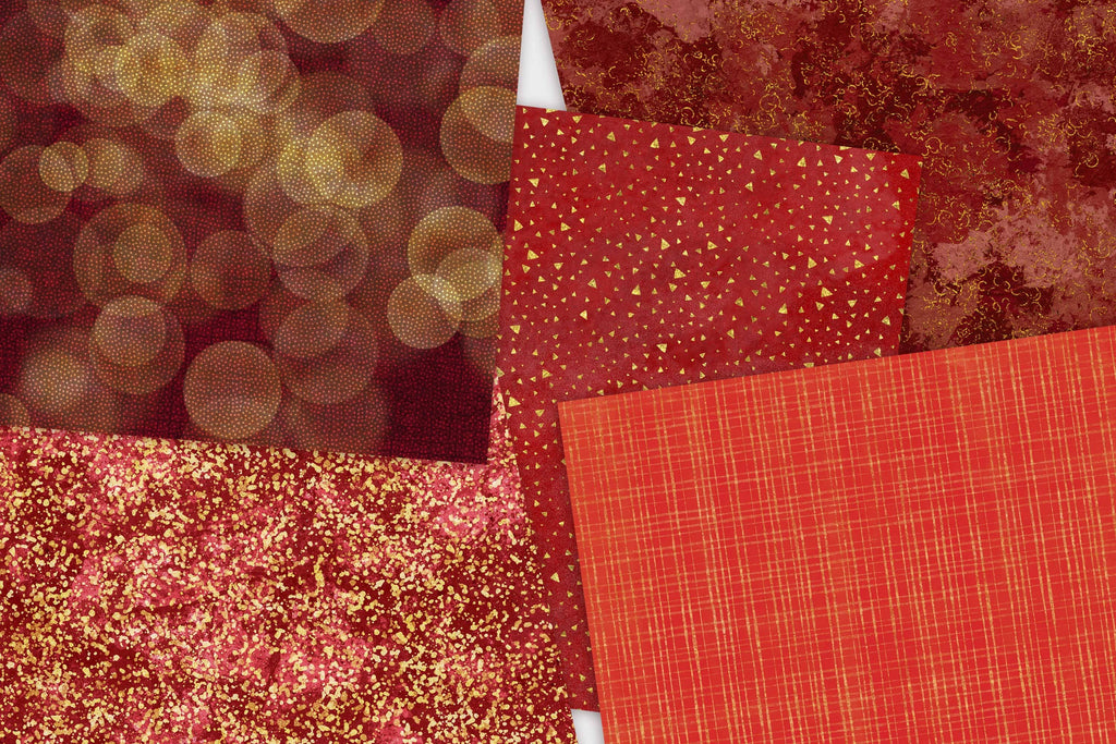10 Red and Metallic Gold digital papers - So Fontsy