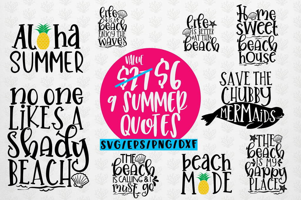 10 Summer Svg Bundles - SVG EPS DXF PNG Cut File - So Fontsy