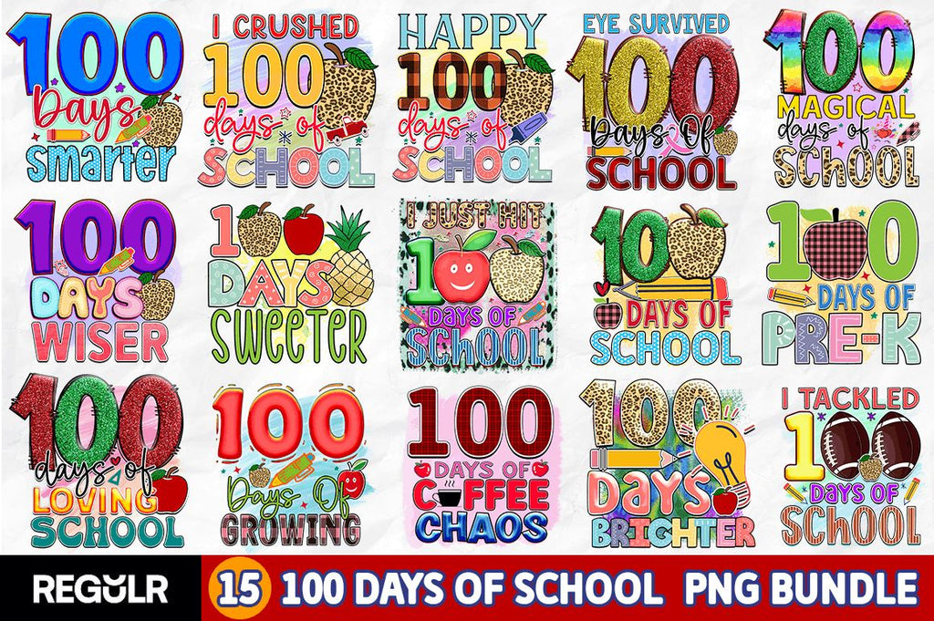 100 Days Of School Sublimation Bundle - So Fontsy