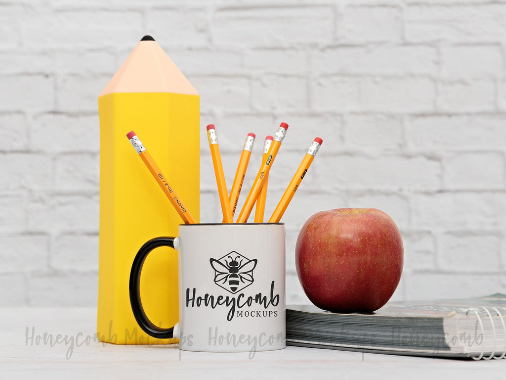 11 Ounce Black Accent Mug Mockup, teacher mockup, sublimation mockup ...