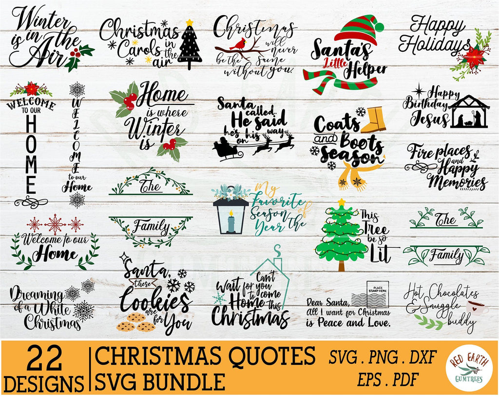 2 in 1 Christmas quotes bundle SVG,winter holiday decal svg - So Fontsy