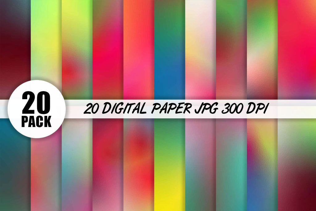 20 Pack Textures Digital Paper gradient rainbow background - So Fontsy