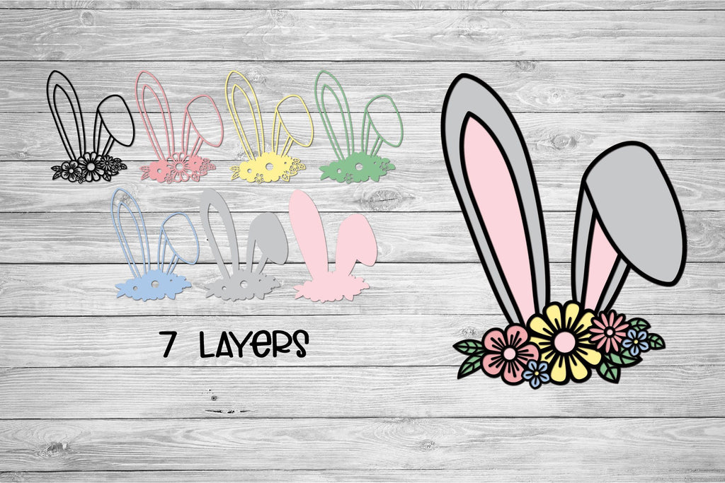 3D Layered Bunny Ears SVG, Easter SVG. - So Fontsy