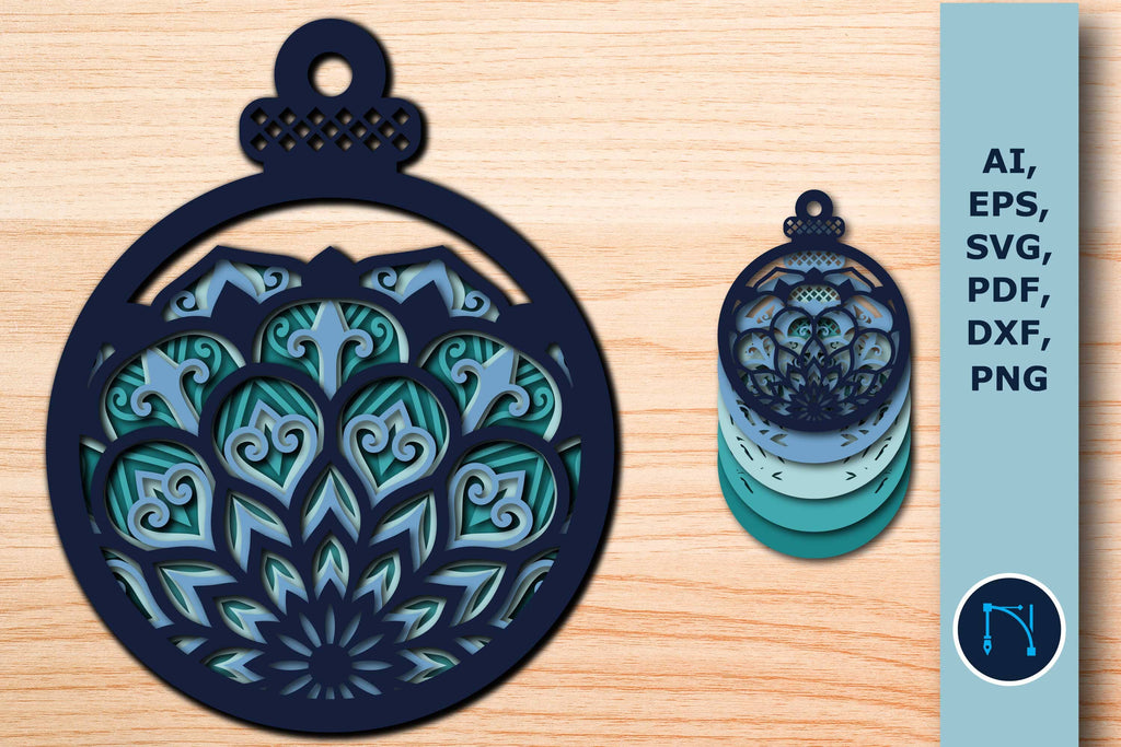3D Layered Christmas Ornaments SVG - So Fontsy