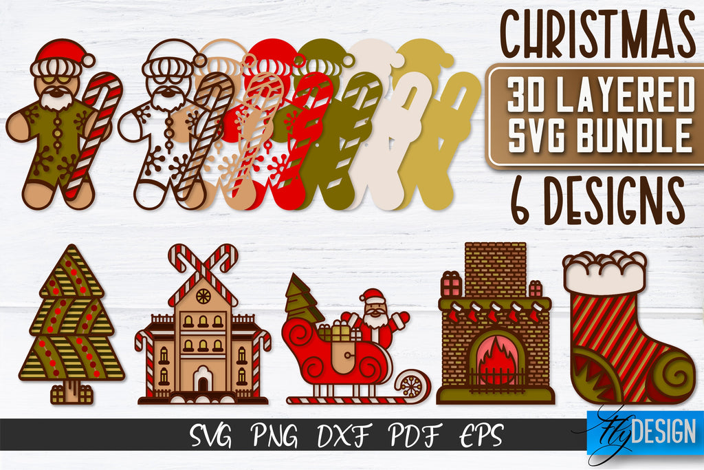 3D Layered Christmas SVG Bundle | Christmas Design | Multilayered SVG ...