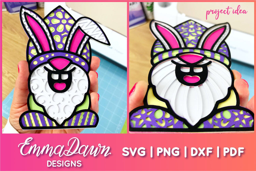 3D Layered Gnome SVG | Easter Bunny Gnome SVG - So Fontsy