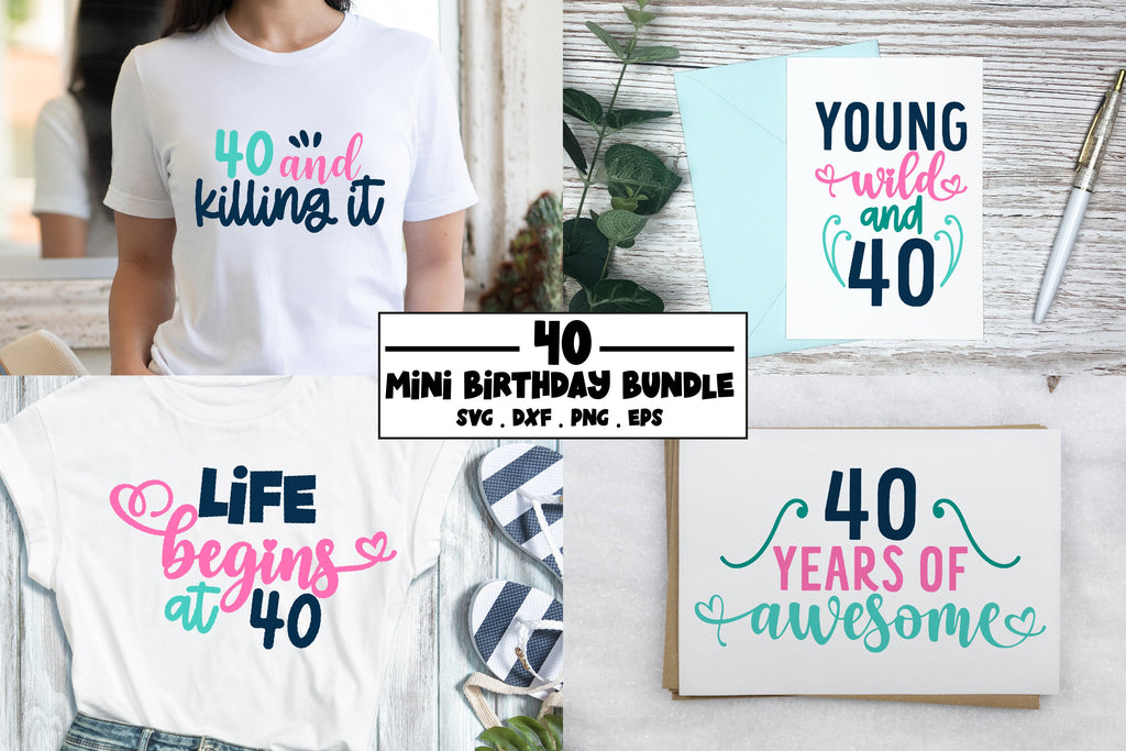 40th Birthday SVG Cut File Mini Bundle - So Fontsy