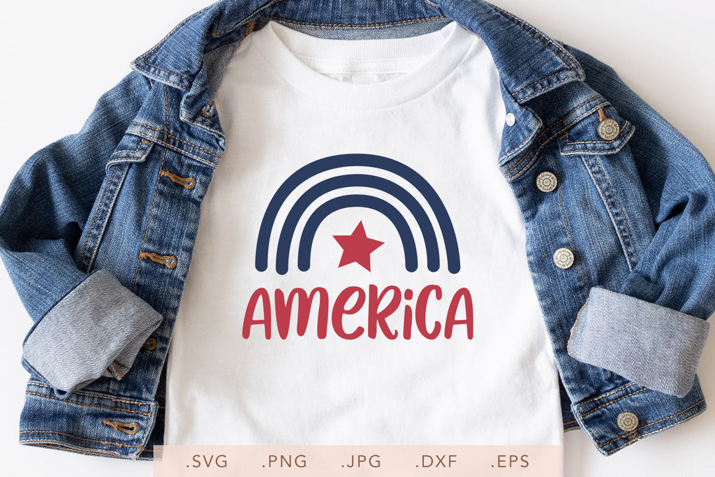 4th July Rainbow America SVG DXF JPG PNG EPS - So Fontsy