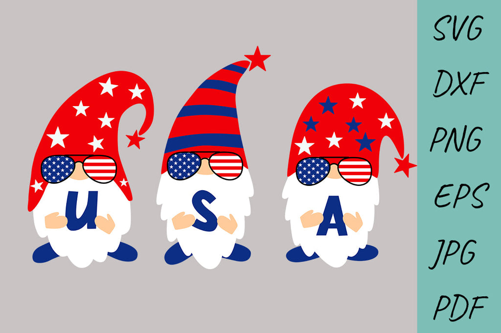 4th of July Gnomes, Patriotic Gnomes, Independence Day - So Fontsy