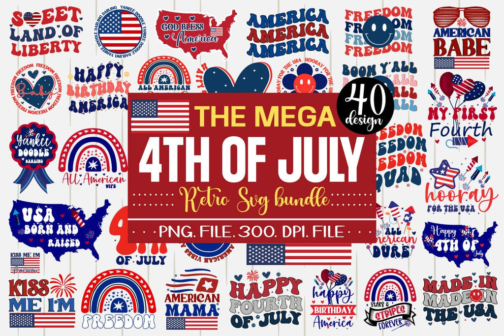 4th Of July Mega png Bundle - 40 Design 4th Of July Bundle - So Fontsy