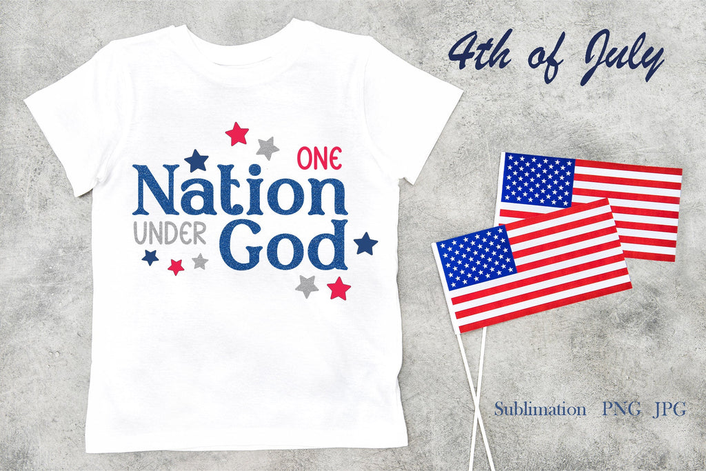 4th of July, One nation under God, patriotic quote, png - So Fontsy