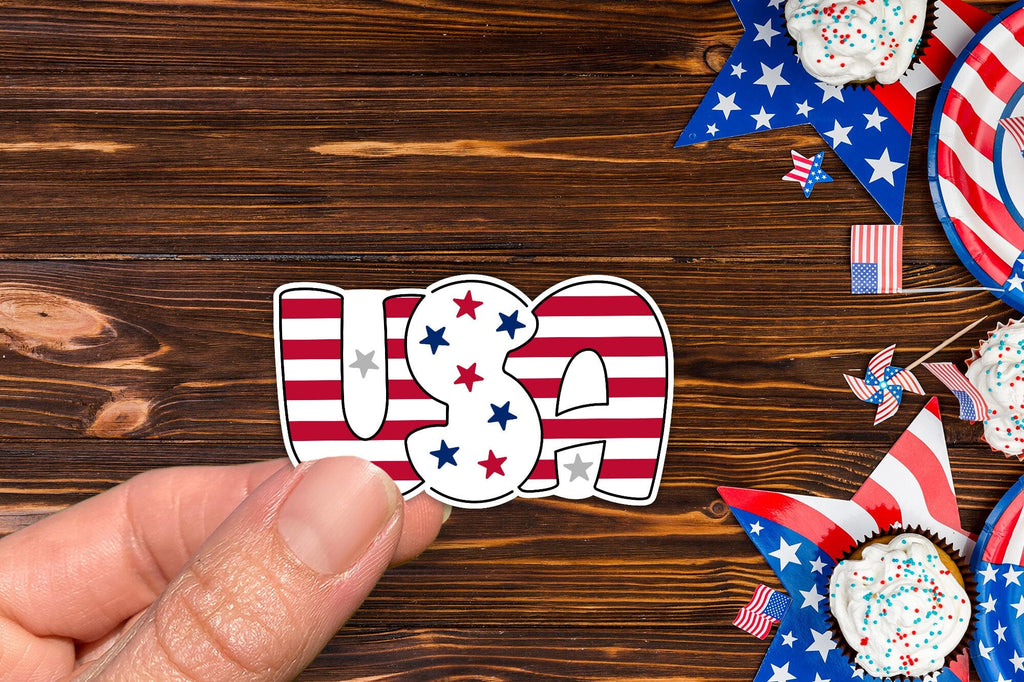 4th of July Printable Sticker, USA PNG - So Fontsy