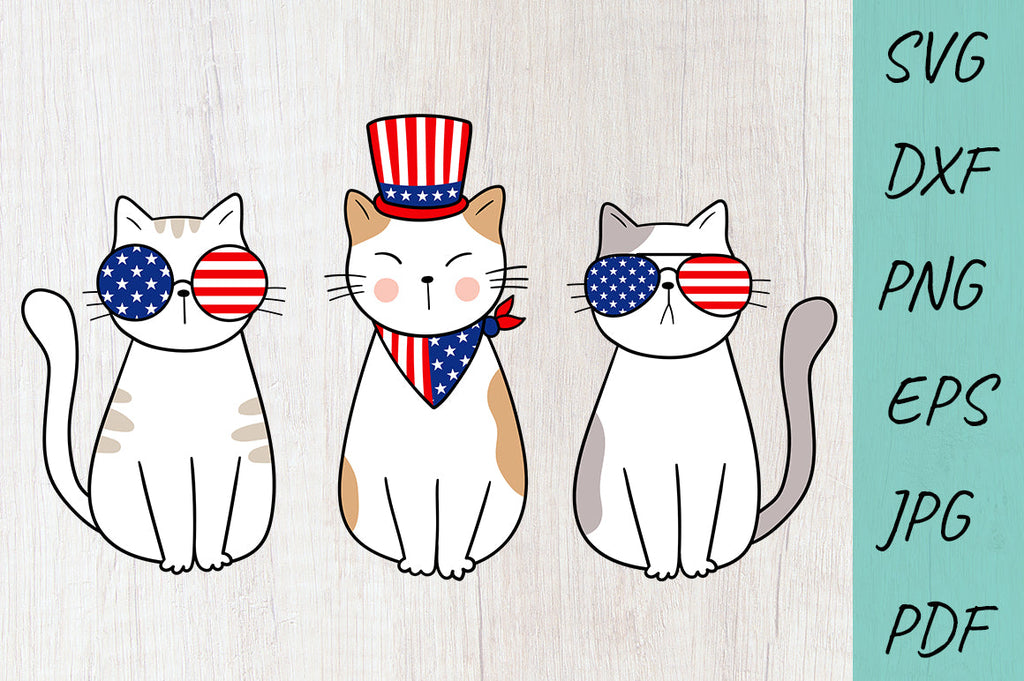 4th of july, USA Flag, Patriotic cats, Independence Day - So Fontsy