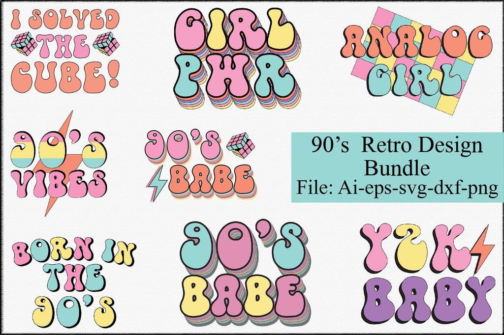 90’s Retro Design Bundle- - So Fontsy