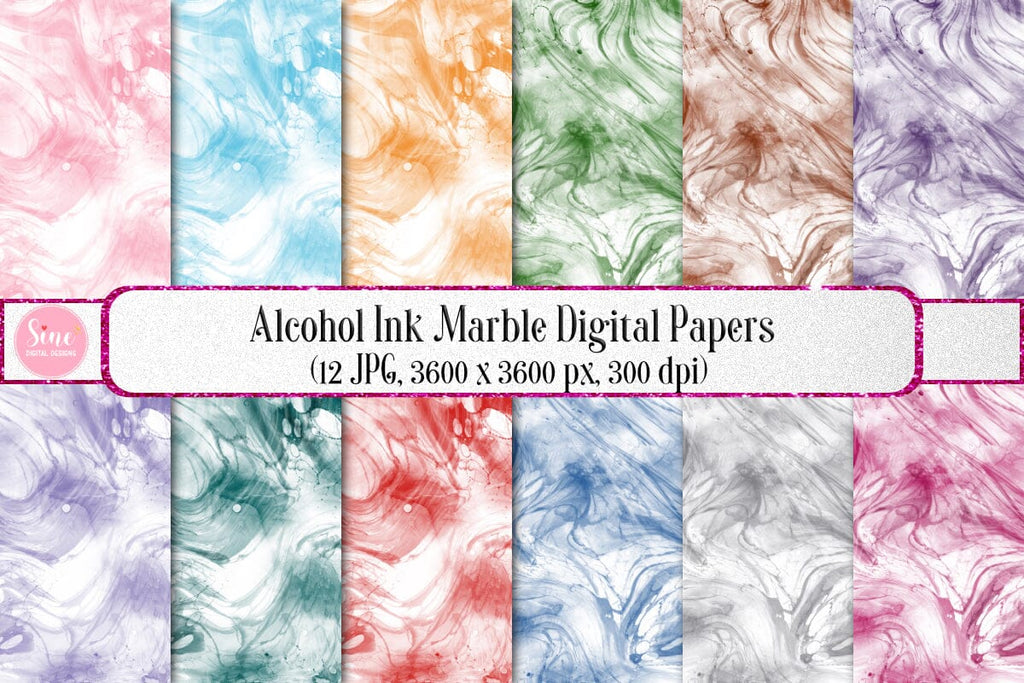 Alcohol Ink Marble Digital Papers Backgrounds Pack - So Fontsy