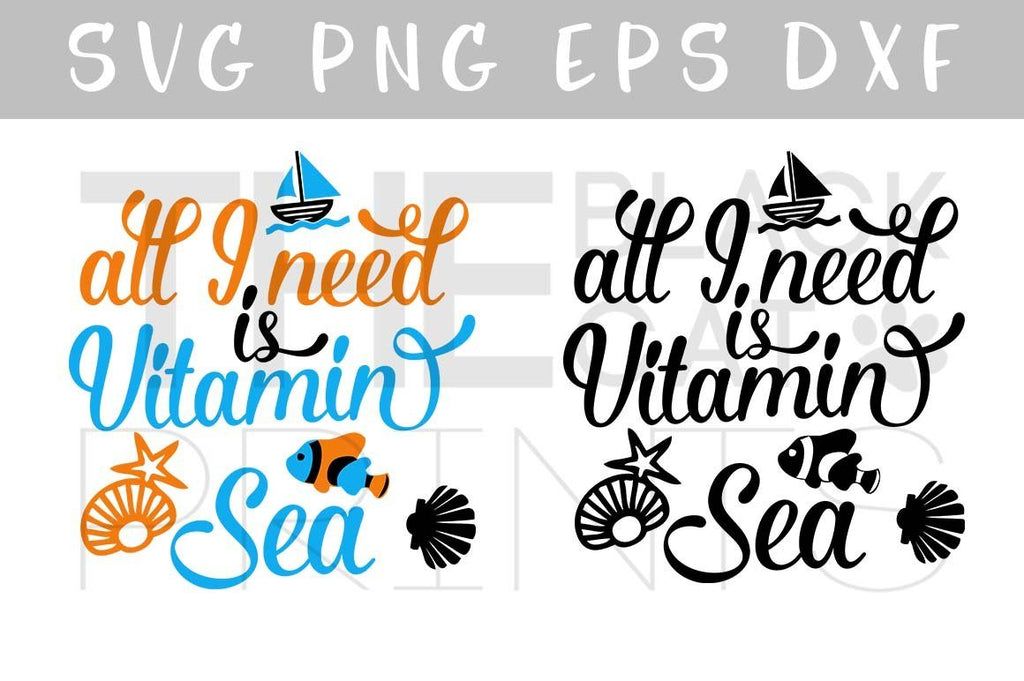 All I need is vitamin sea | Funny summer cut file - So Fontsy
